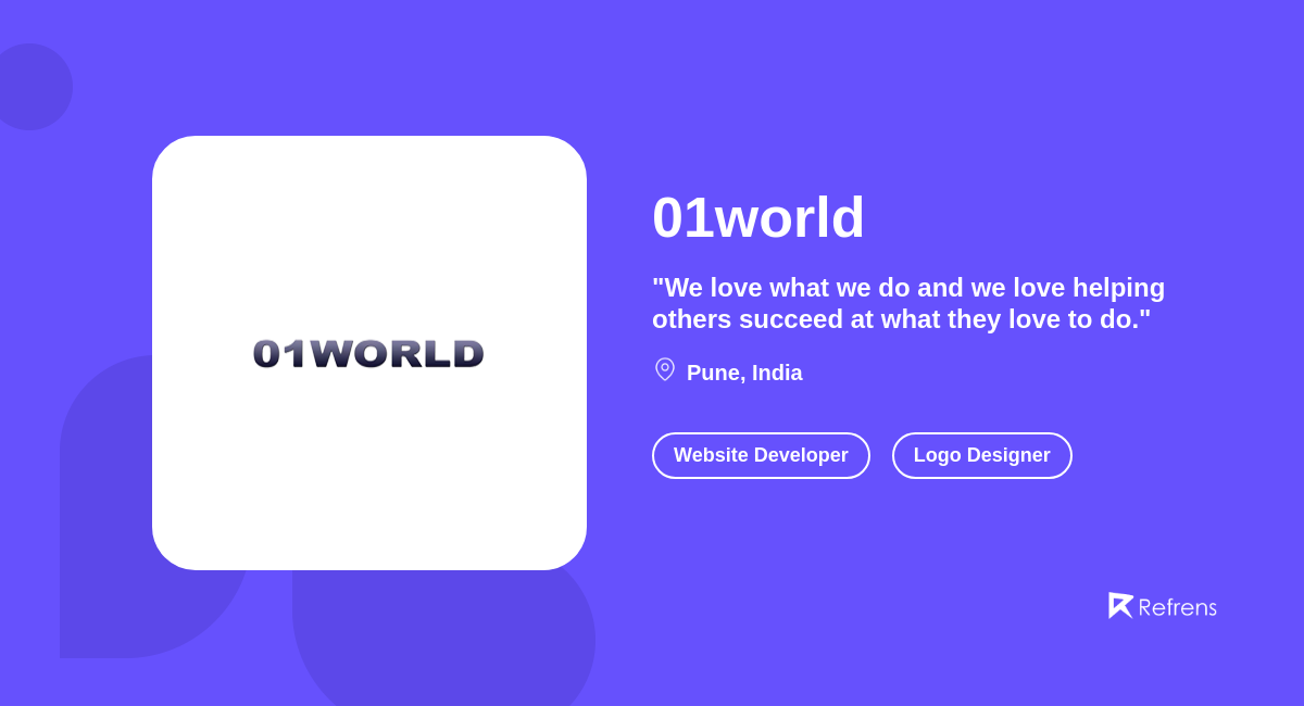 01world | Website Developer, Pune -Refrens