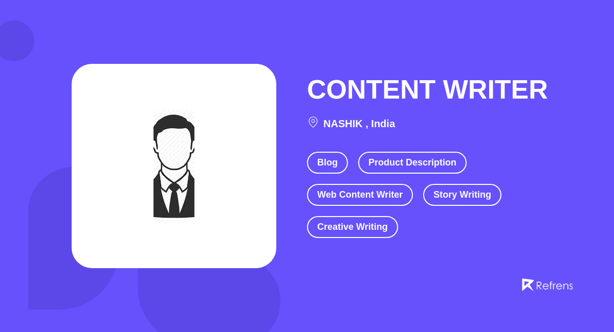 CONTENT WRITER | Blog, NASHIK -Refrens