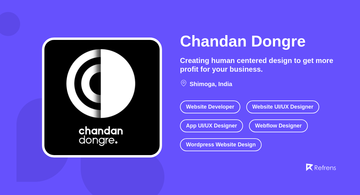 Chandan Dongre | Website Developer, Shimoga -Refrens