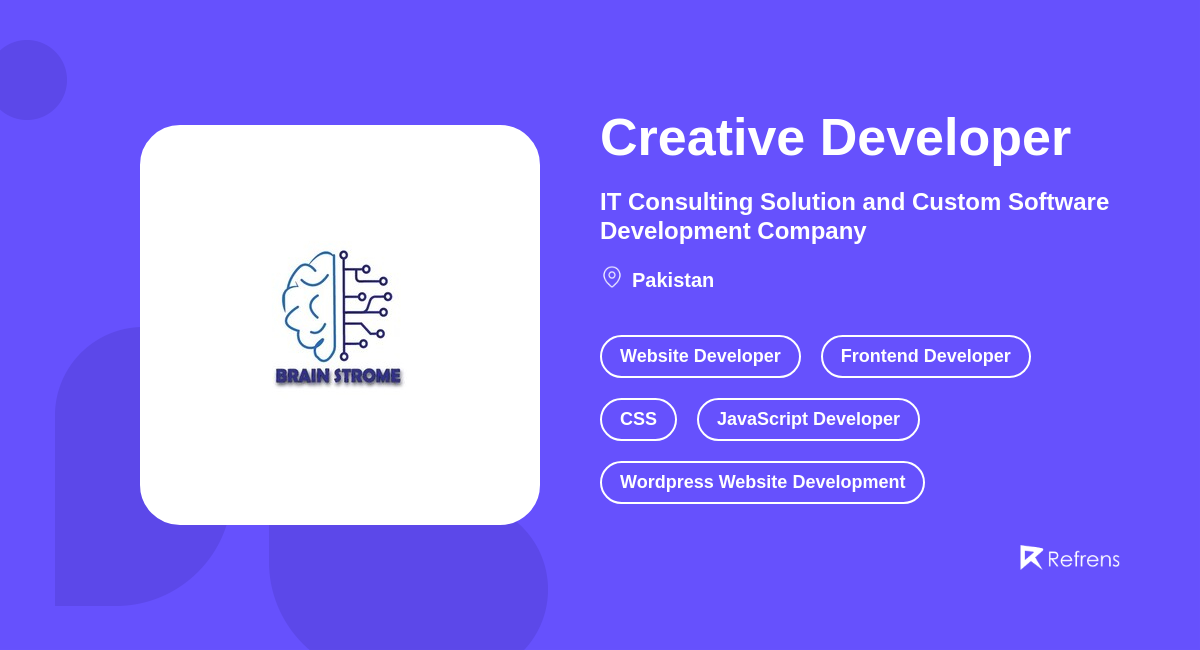 Creative Developer | Website Developer -Refrens