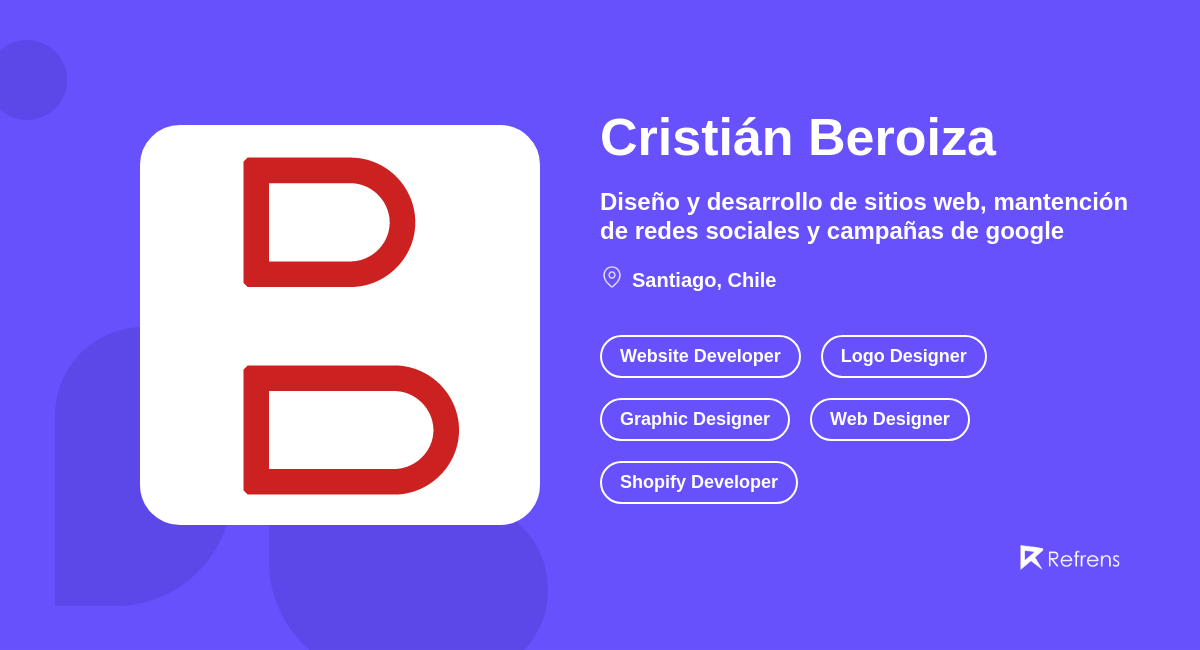 Cristián Beroiza | Website Developer, Santiago -Refrens