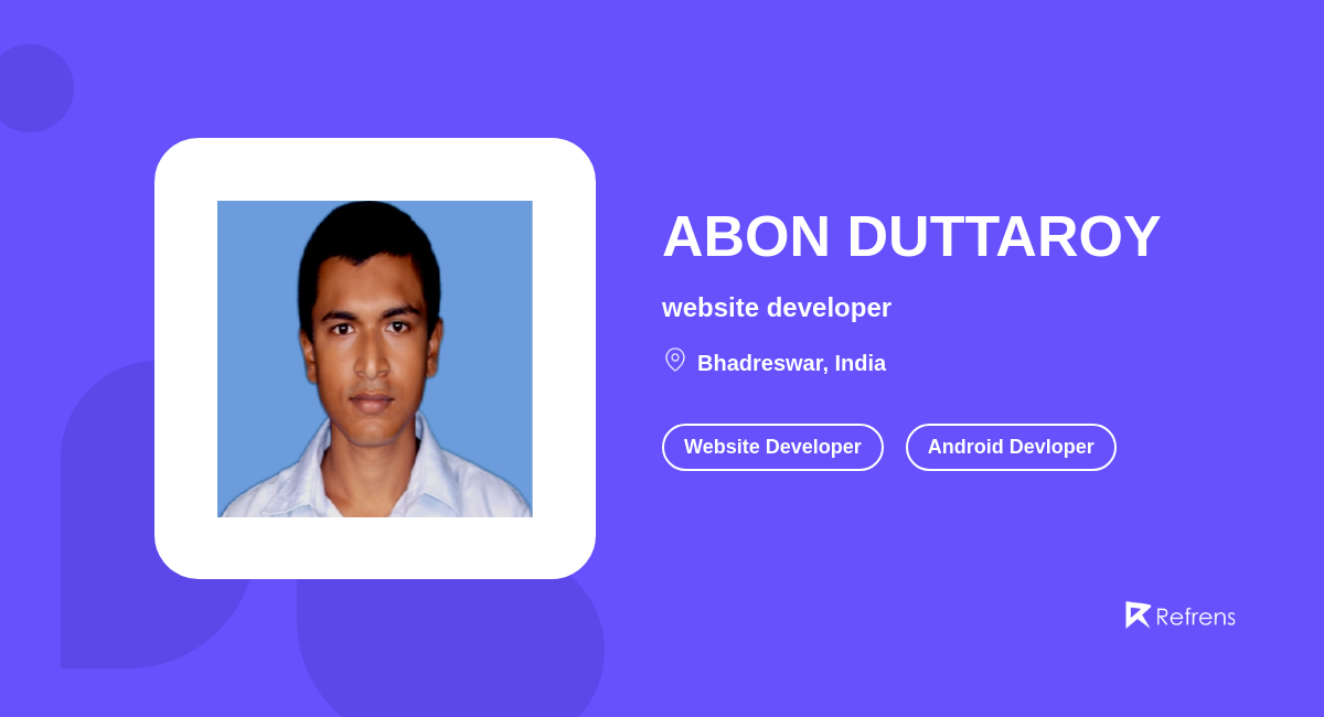 ABON DUTTAROY | Website Developer, Bhadreswar -Refrens