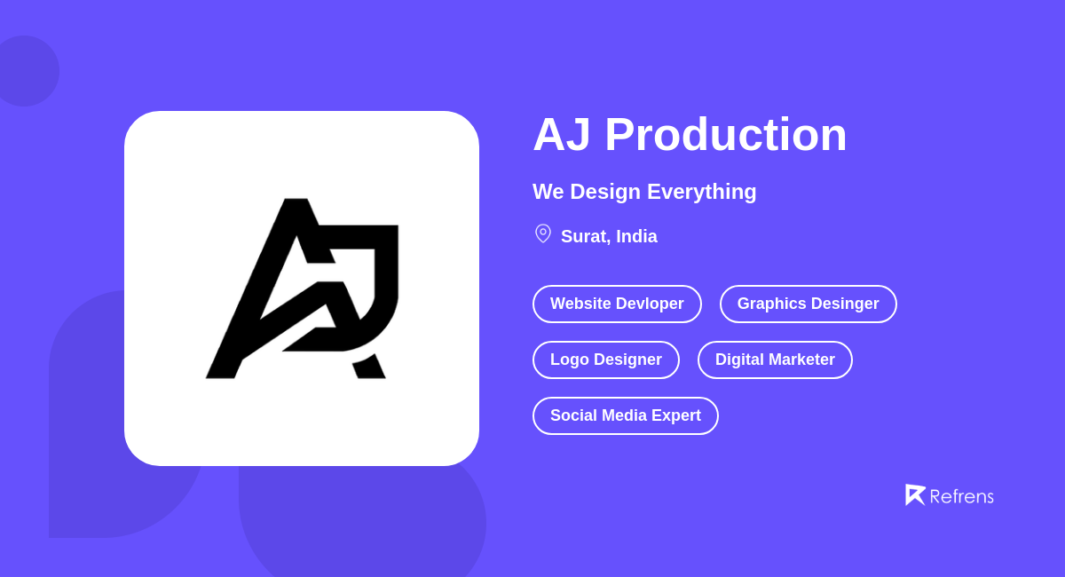 AJ Production | Logo Designer, Surat -Refrens