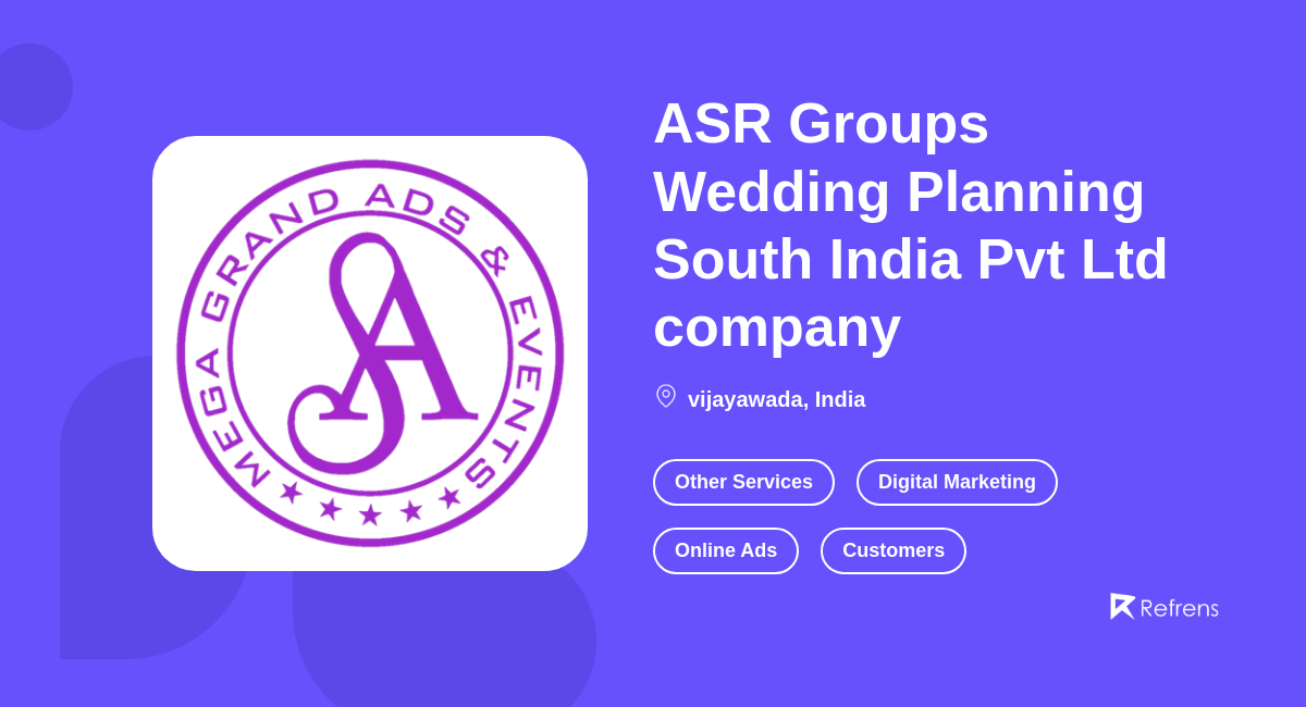 ASR Groups Wedding Planning South India Pvt Ltd company | Other ...