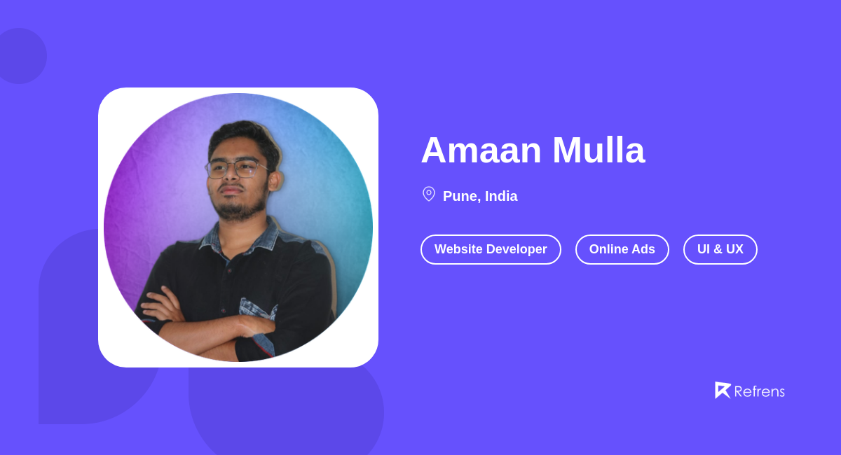 Amaan Mulla | Website Developer, Pune -Refrens
