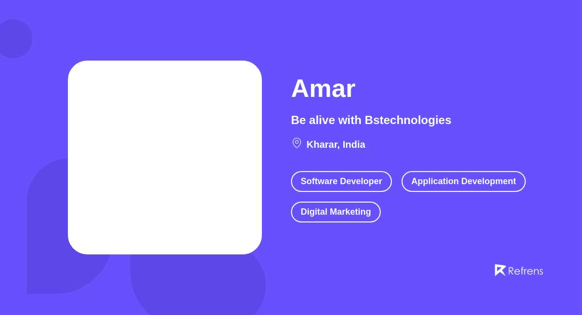 Amar | Software Developer, Kharar -Refrens