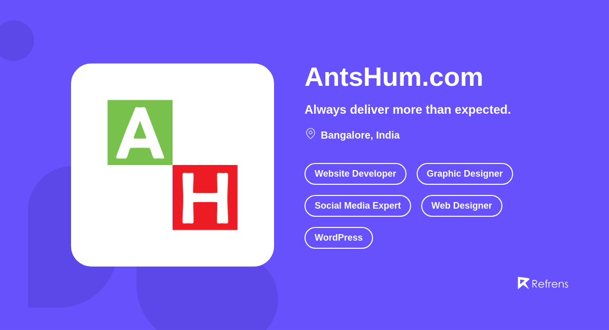AntsHum.com | Website Developer, Bangalore -Refrens
