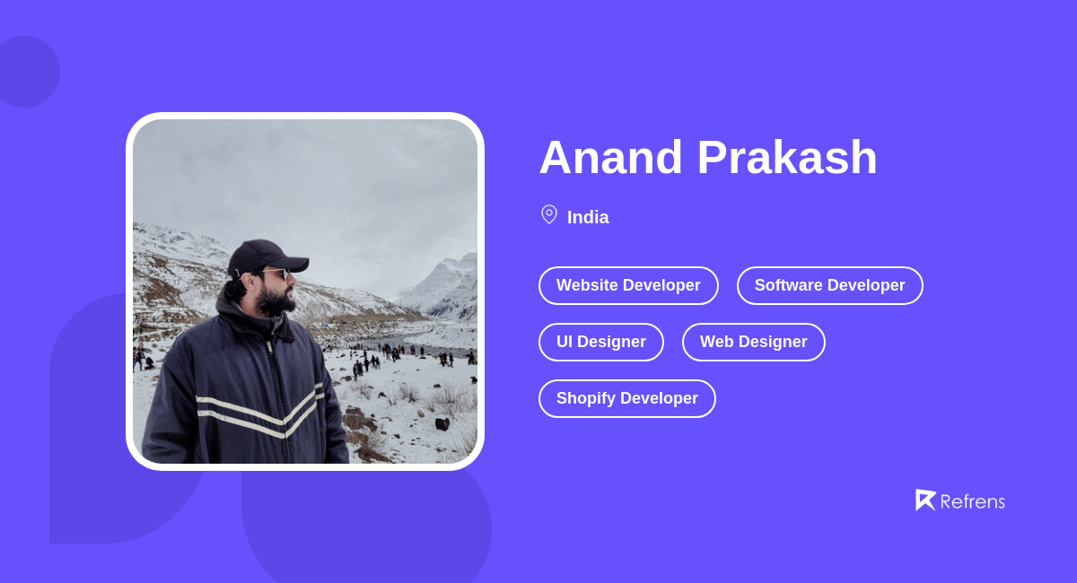 Anand Prakash | Website Developer -Refrens