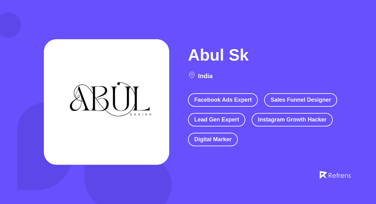Abul Sk | Sales Funnel Designer -Refrens