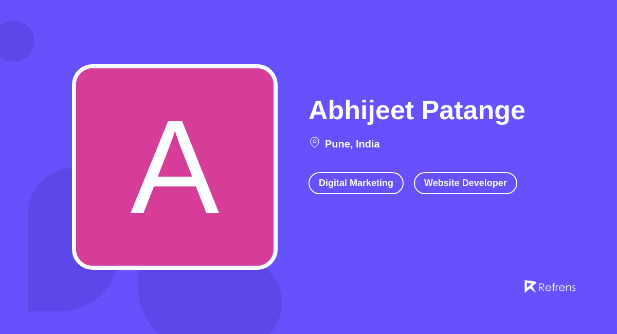 Abhijeet Patange | Website Developer, Pune -Refrens