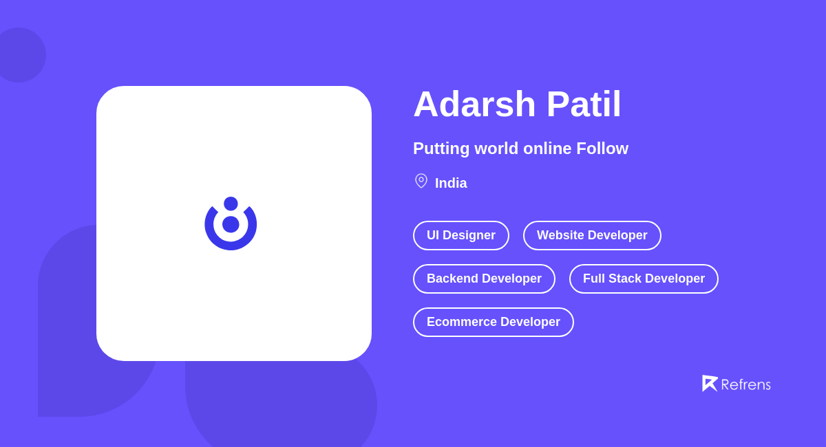 Adarsh Patil | Website Developer -Refrens