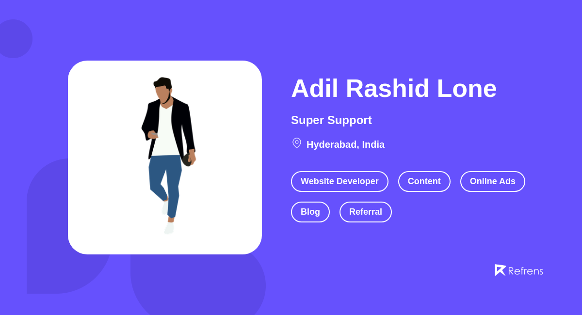 Adil Rashid Lone | Website Developer, Hyderabad -Refrens