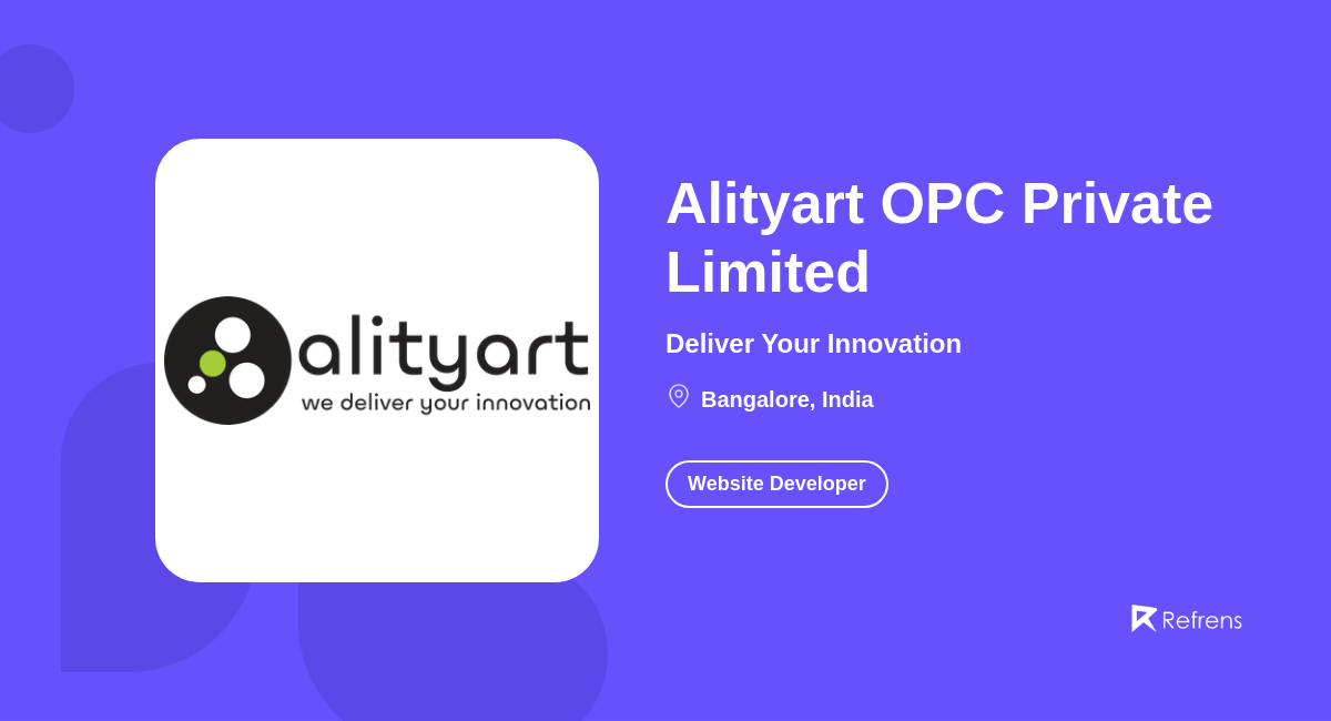Alityart OPC Private Limited | Website Developer, Bangalore -Refrens