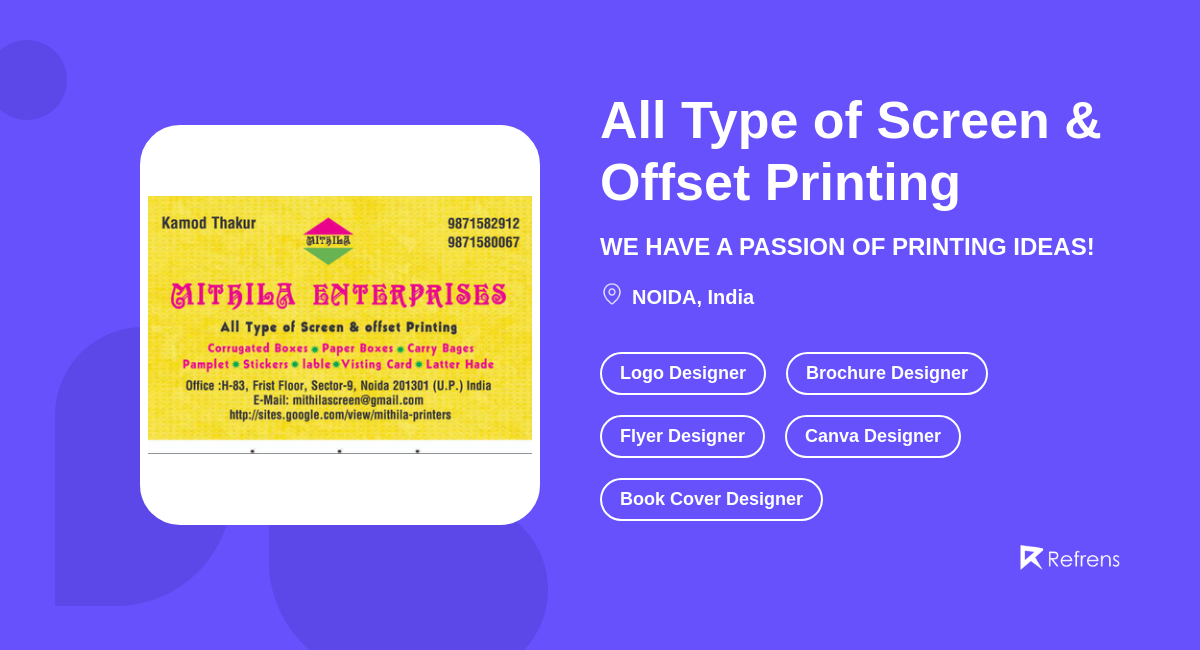 All Type of Screen & Offset Printing, NOIDA -Refrens