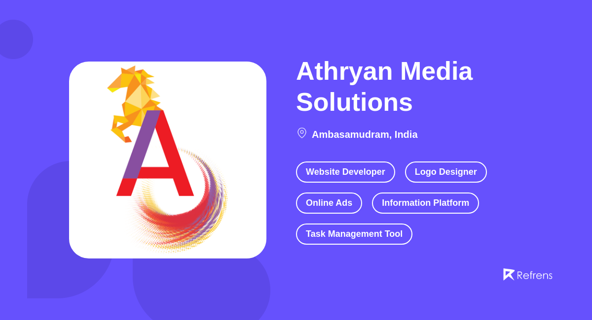 Athryan Media Solutions | Website Developer, Ambasamudram -Refrens