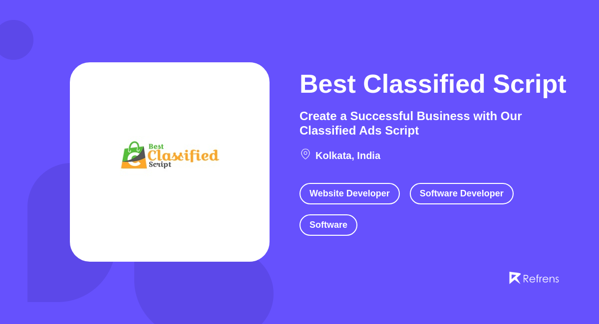 Best Classified Script | Website Developer, Kolkata -Refrens