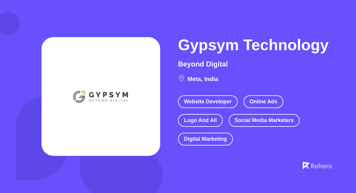 Gypsym Technology | Website Developer, Meta -Refrens