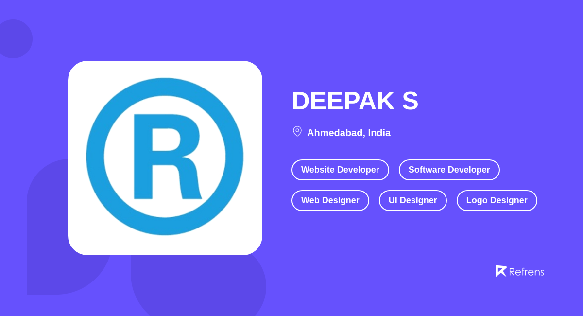 DEEPAK S | Website Developer, Ahmedabad -Refrens