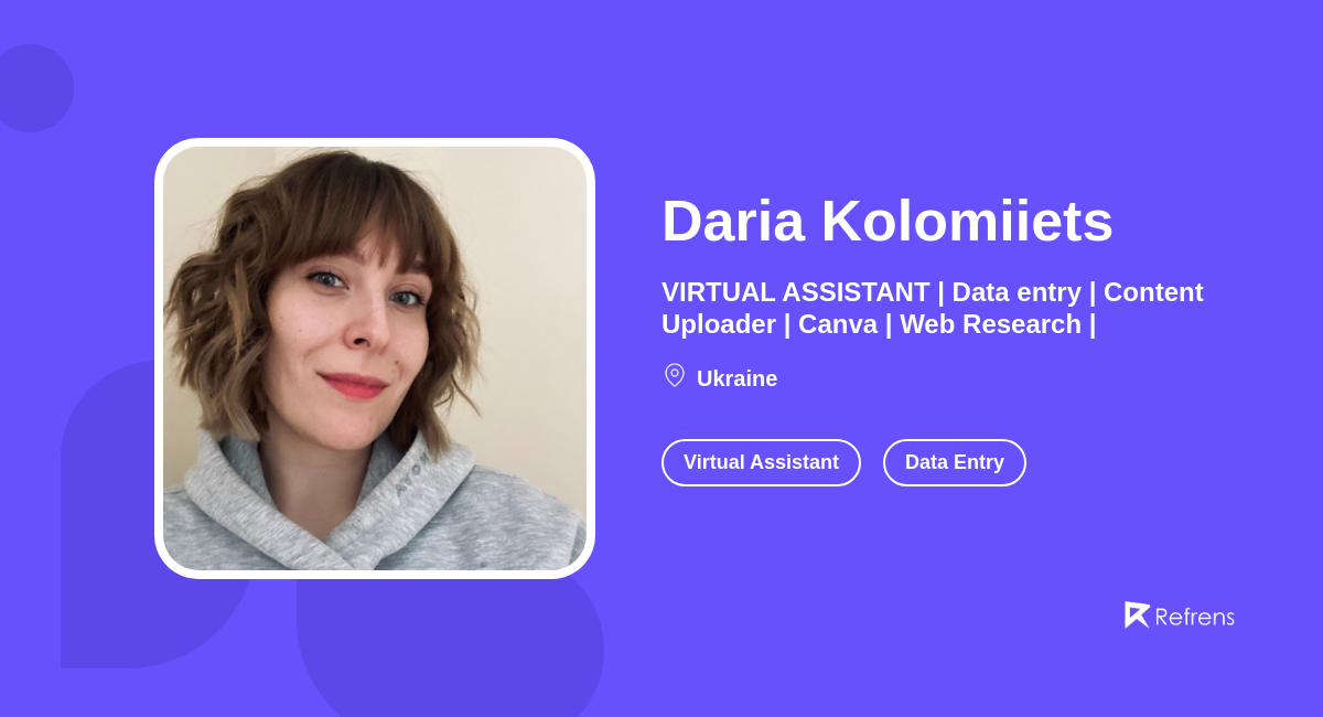 Daria Kolomiiets | Data Entry -Refrens