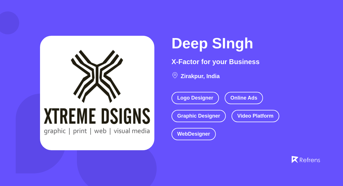 Deep SIngh | Logo Designer, Zirakpur -Refrens
