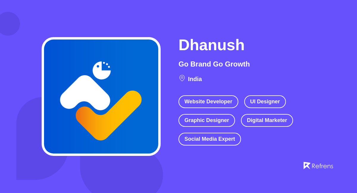 Dhanush | Website Developer -Refrens