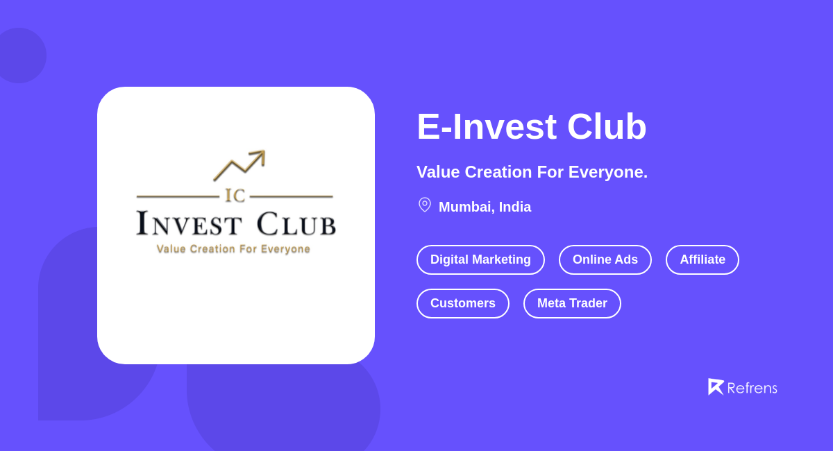 E-Invest Club | Digital Marketing, Mumbai -Refrens