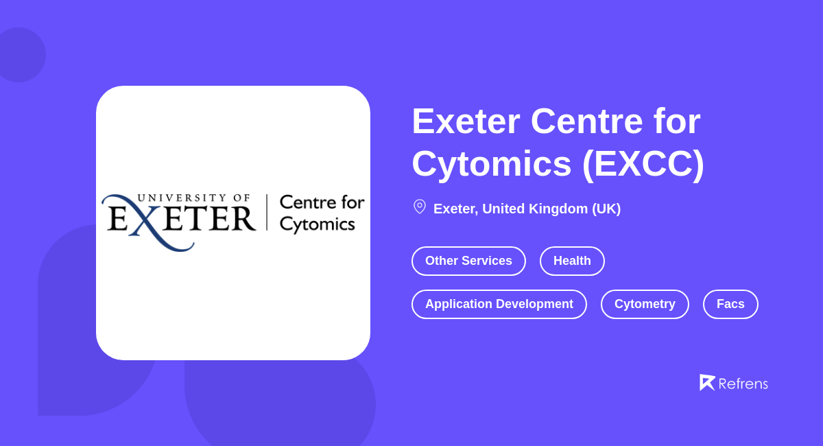 Exeter Centre for Cytomics (EXCC), Exeter -Refrens