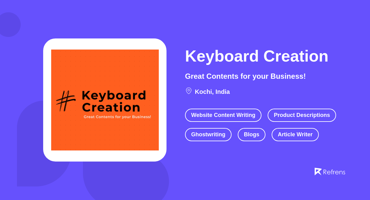Keyboard Creation | Article Writer, Kochi -Refrens