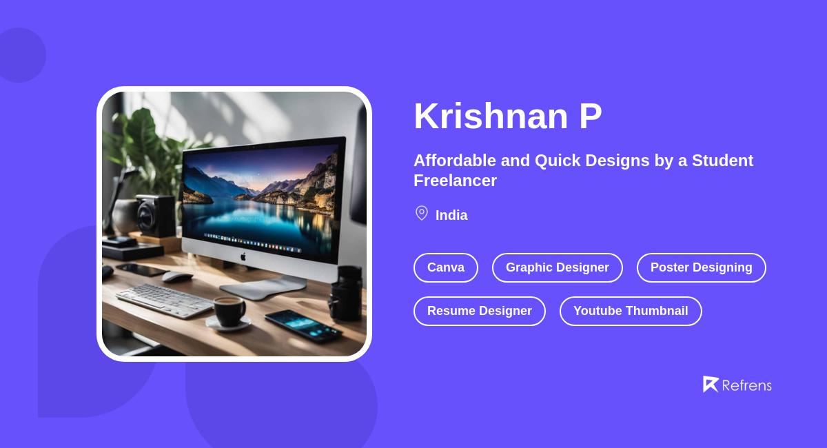 Krishnan P | Logo Designer -Refrens