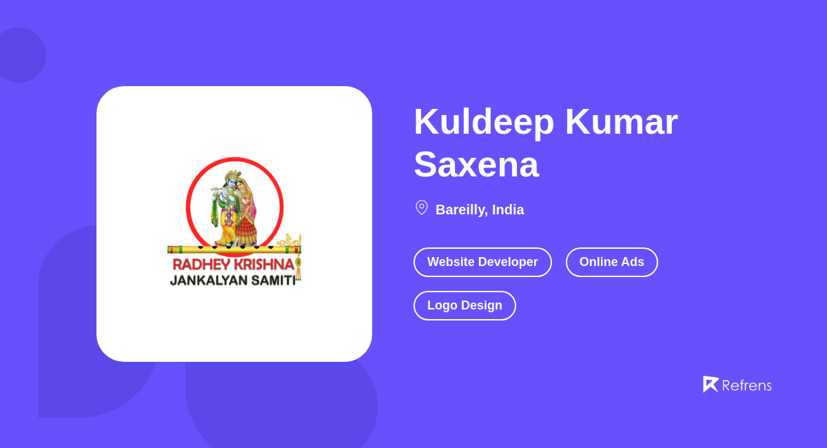 Kuldeep Kumar Saxena | Website Developer, Bareilly -Refrens