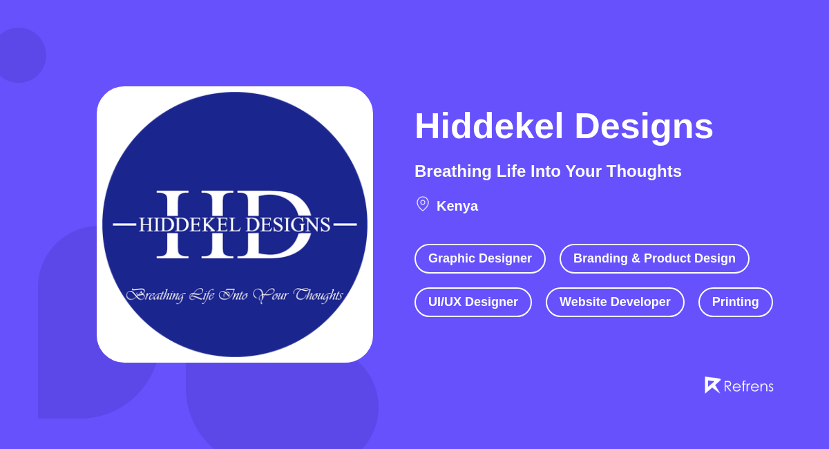 Hiddekel Designs | Website Developer -Refrens
