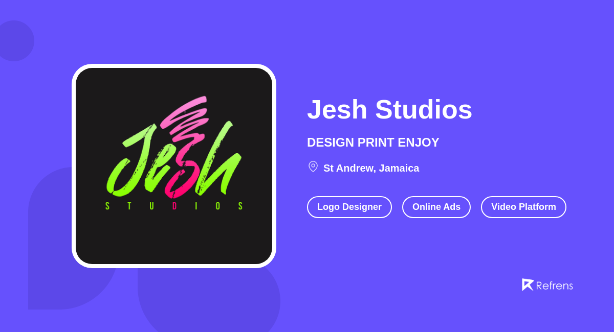 Jesh Studios | Logo Designer, St Andrew -Refrens