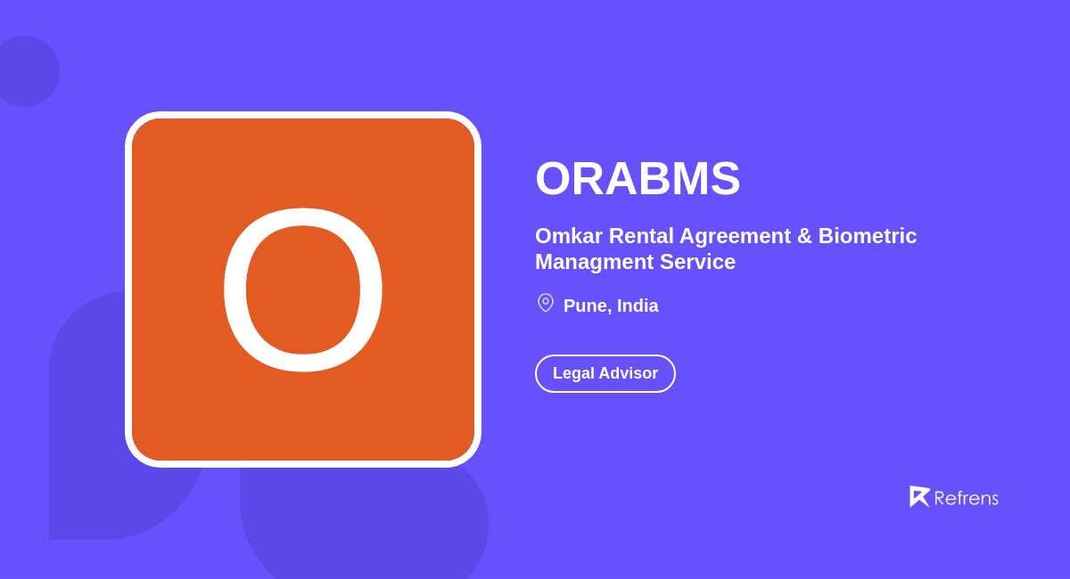 ORABMS | Legal Advisor, Pune -Refrens
