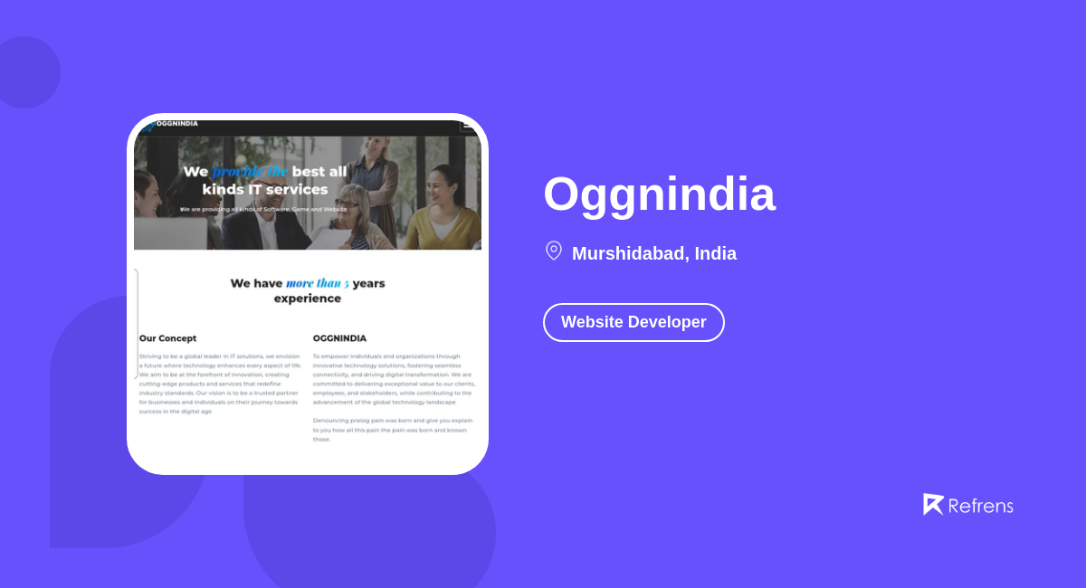 Oggnindia | Website Developer, Murshidabad -Refrens