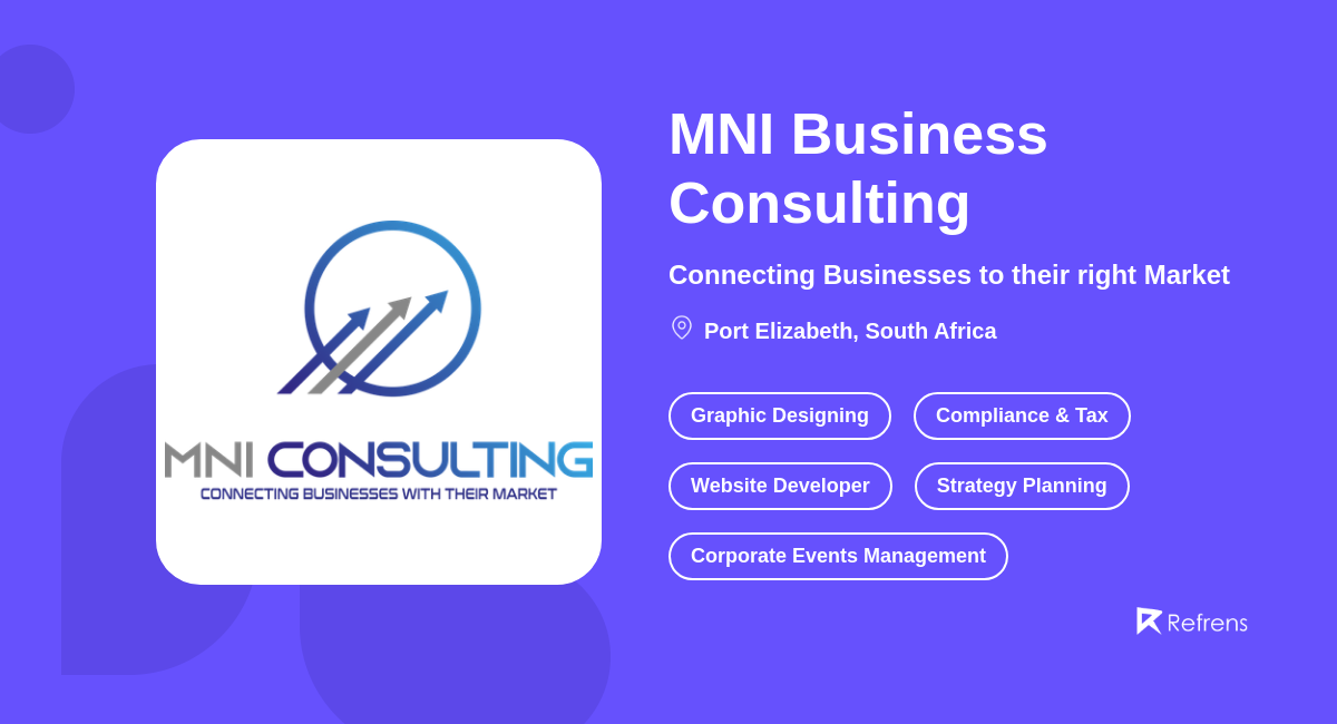 MNI Business Consulting | Website Developer, Port Elizabeth -Refrens