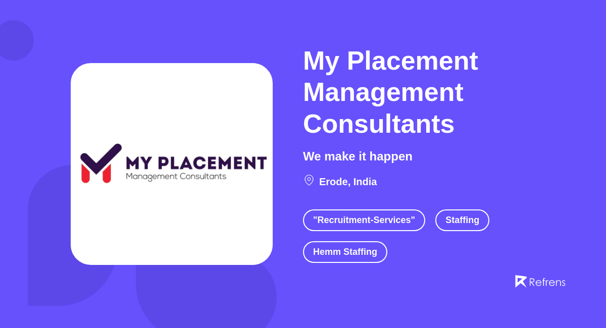 My Placement Management Consultants | "Recruitment-Services", Erode ...