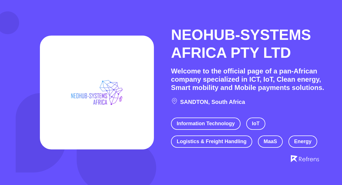 NEOHUB-SYSTEMS AFRICA PTY LTD, SANDTON -Refrens