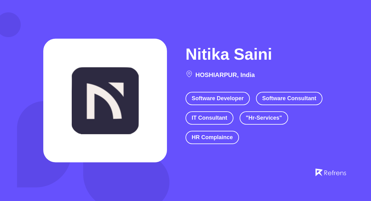 Nitika Saini | Software Developer, HOSHIARPUR -Refrens