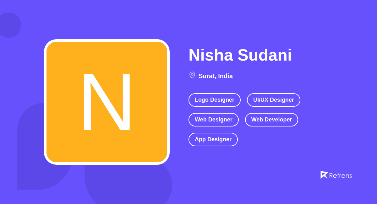 Nisha Sudani | Logo Designer, Surat -Refrens