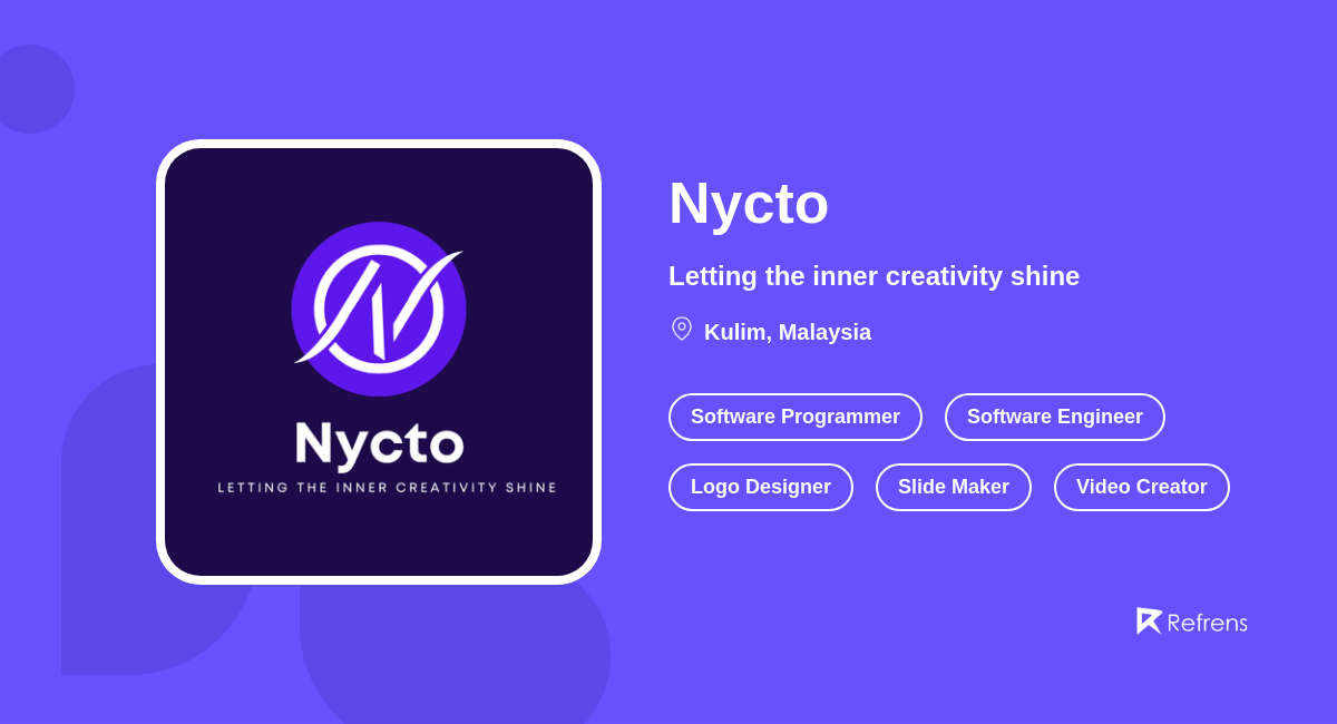Nycto | Logo Designer, Kulim -Refrens