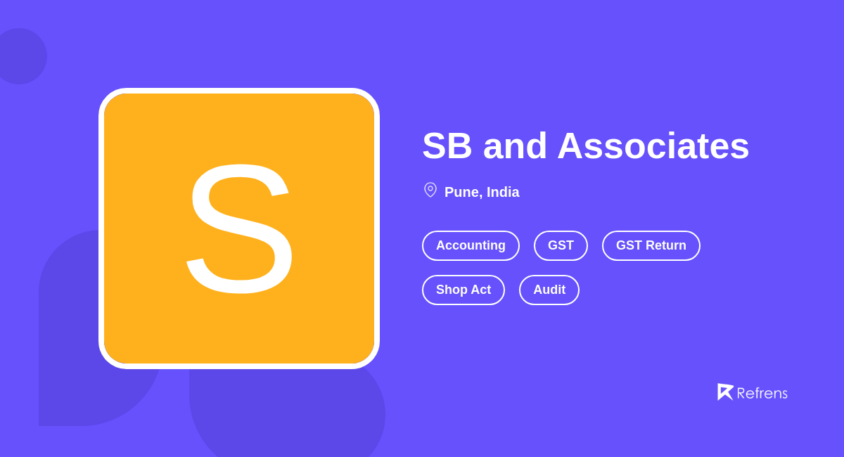 SB and Associates | Accounting, Pune -Refrens