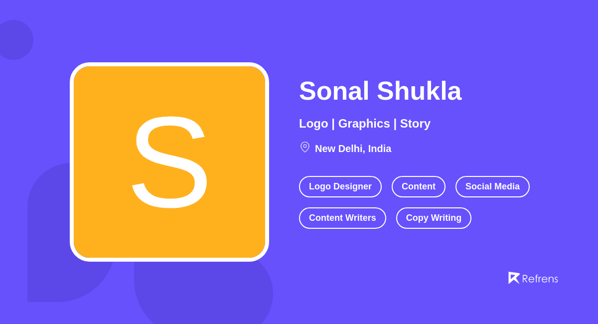 Sonal Shukla | Logo Designer, New Delhi -Refrens