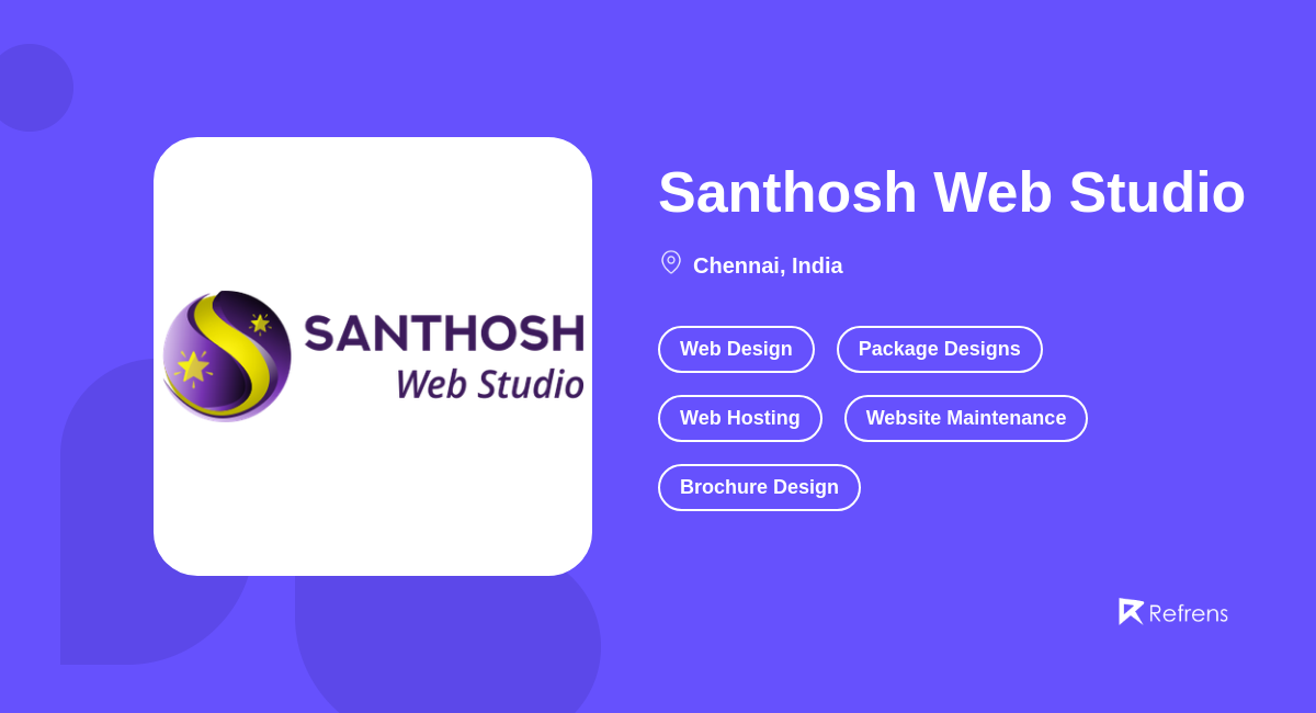 Santhosh Web Studio | Web Hosting, Chennai -Refrens