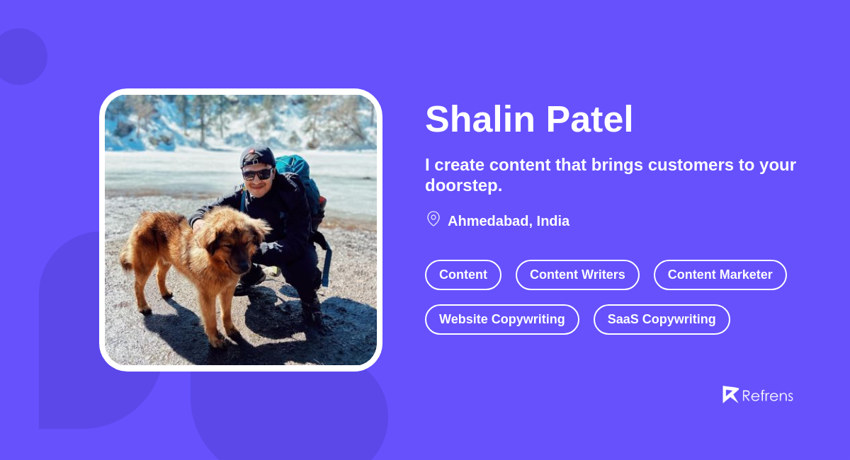 Shalin Patel | Content, Ahmedabad -Refrens