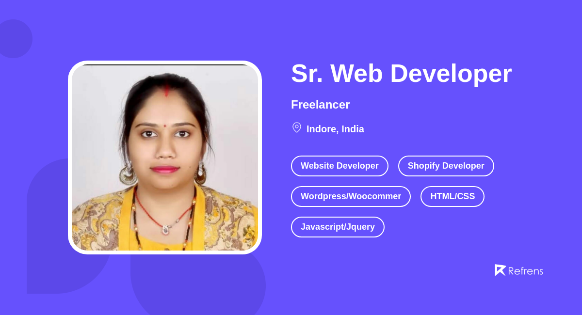 Sr. Web Developer | Website Developer, Indore -Refrens