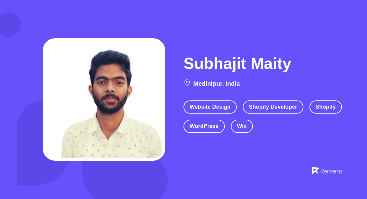 Subhajit Maity | Website Developer, Medinipur -Refrens