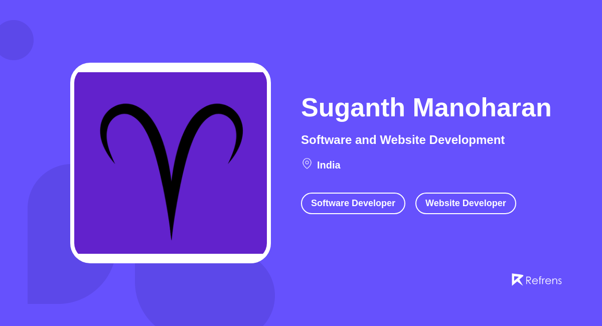 Suganth Manoharan | Website Developer -Refrens