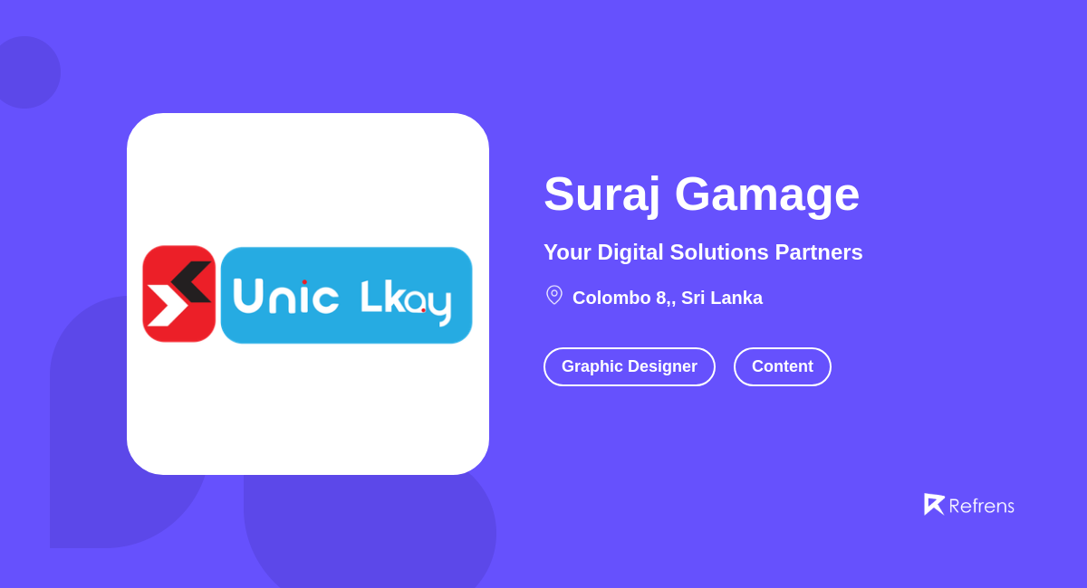 Suraj Gamage, Colombo 8, -Refrens