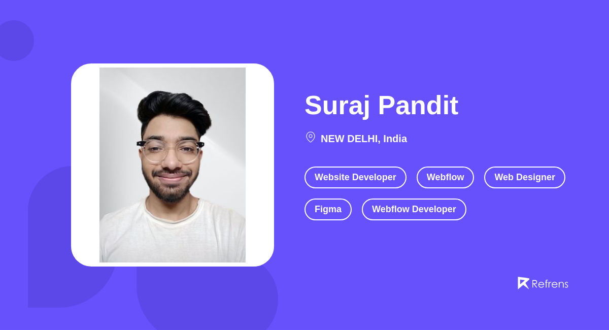 Suraj Pandit | Website Developer, NEW DELHI -Refrens