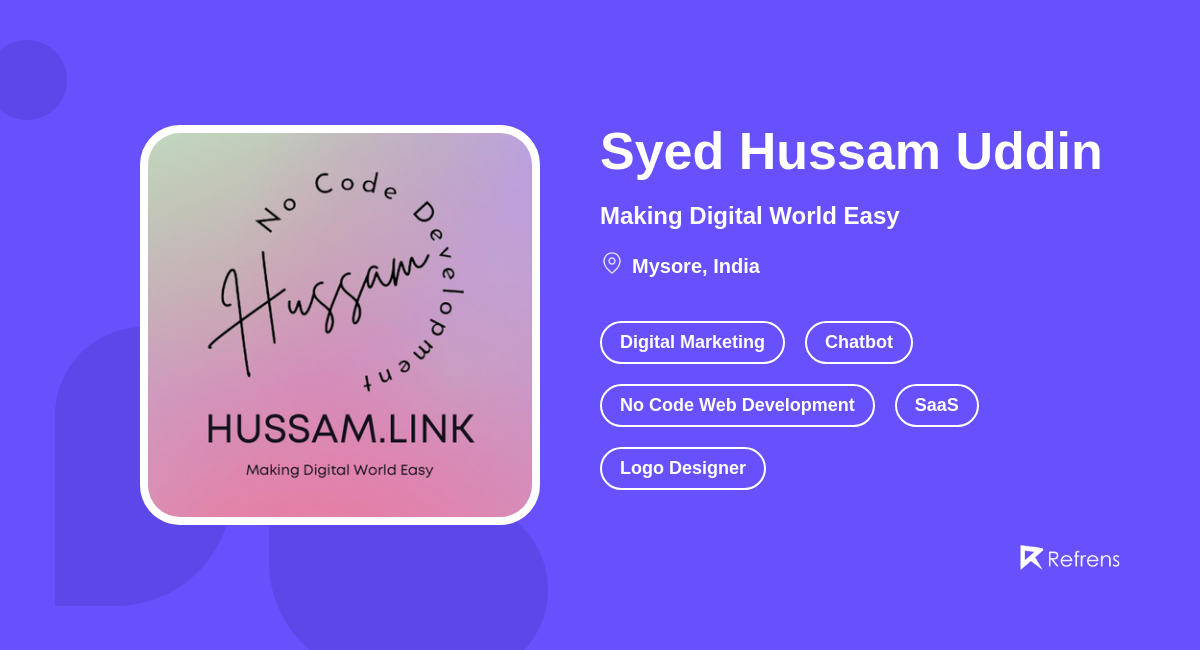 Syed Hussam Uddin, Mysore -Refrens